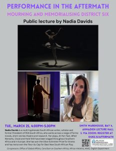 Performance in the Aftermath: Mourning and Memorialising District Six ...