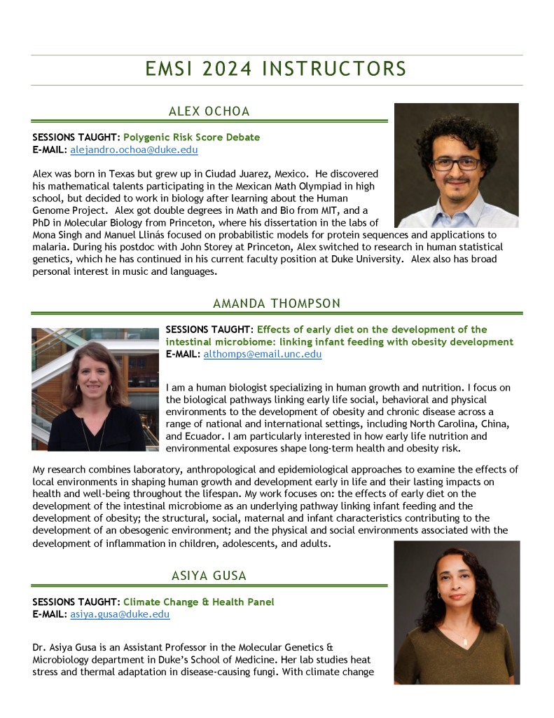 Instructors – Evolutionary Medicine Summer Institute (EMSI)