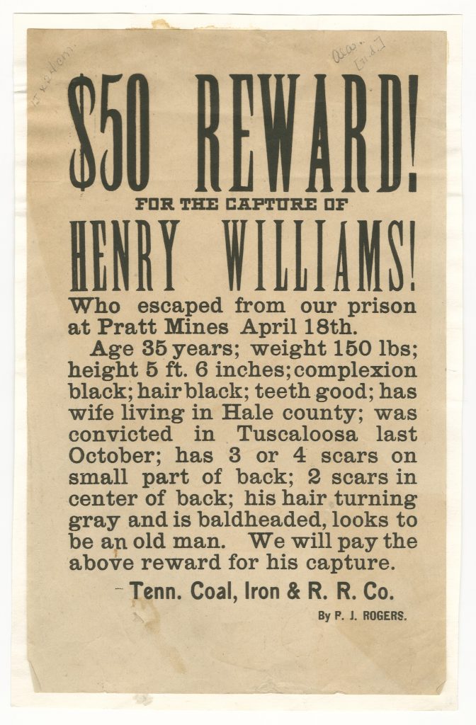 $50 reward for the capture of Henry Williams! – The Prison in the ...