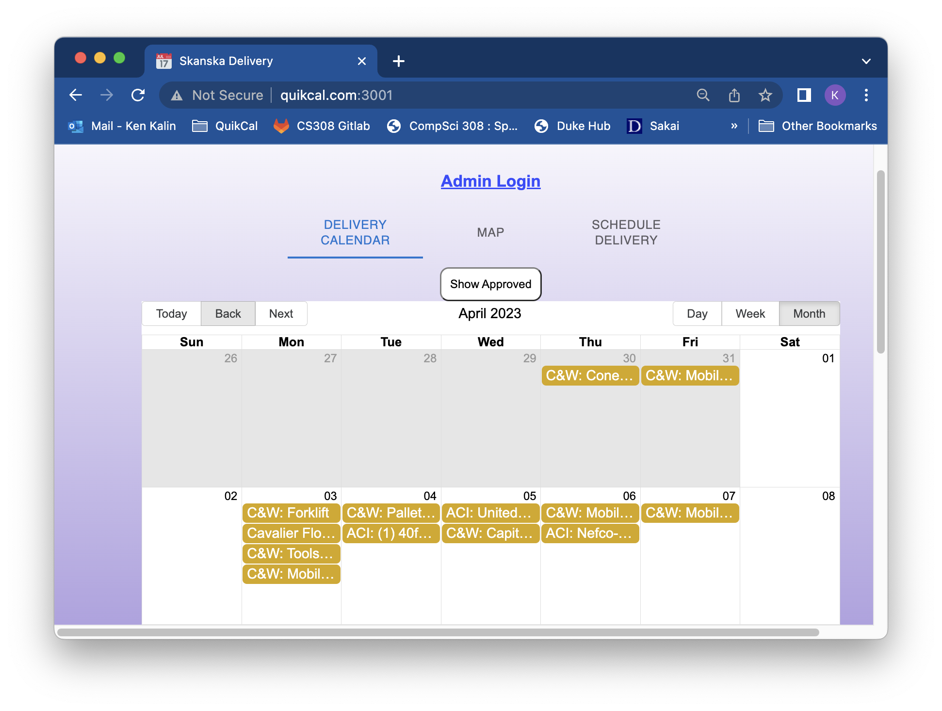 QuikCal: Construction Site Scheduling Application – Ken Kalin