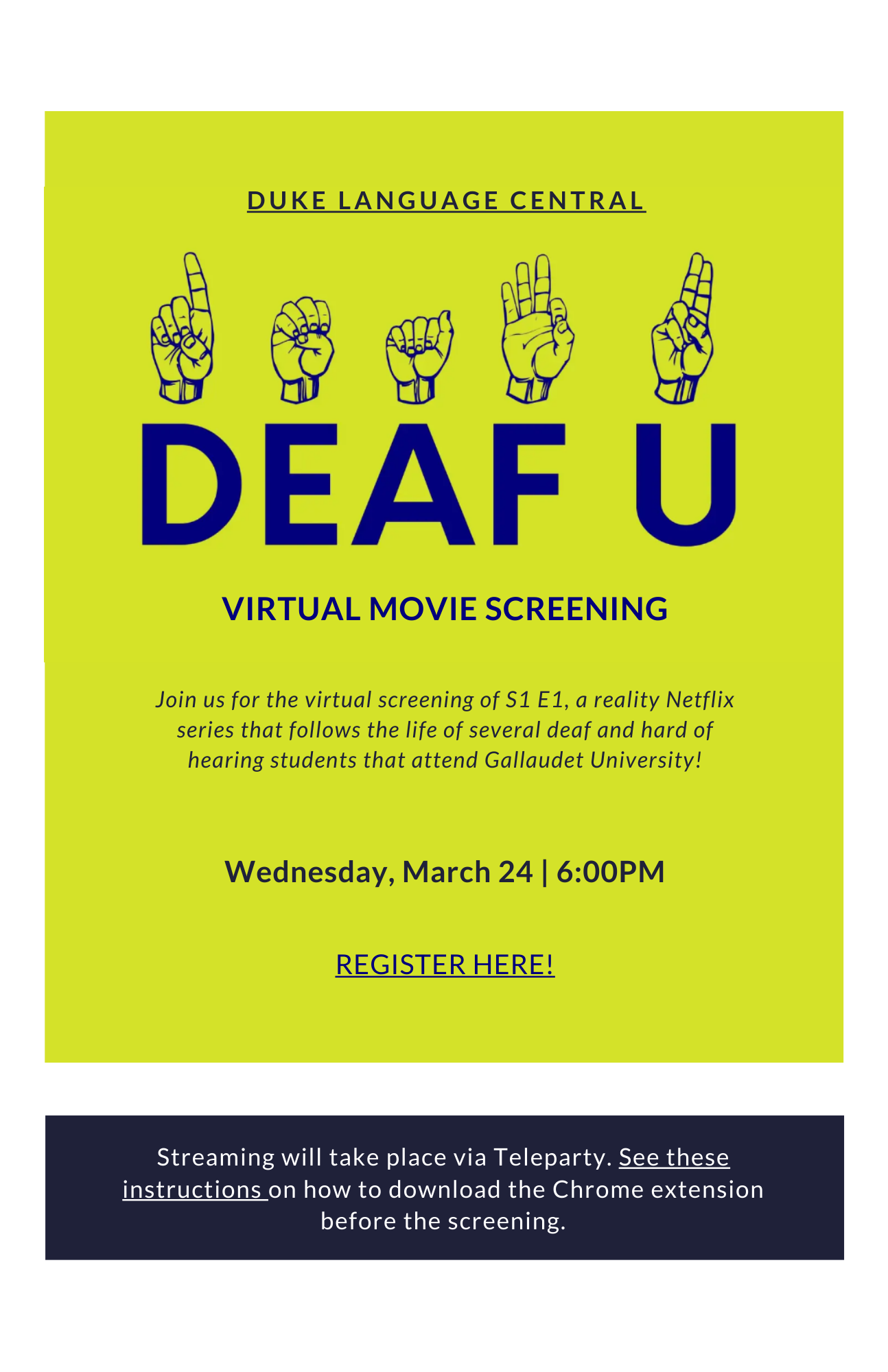 Movie Screening: Deaf U – S1E1 – Language Central
