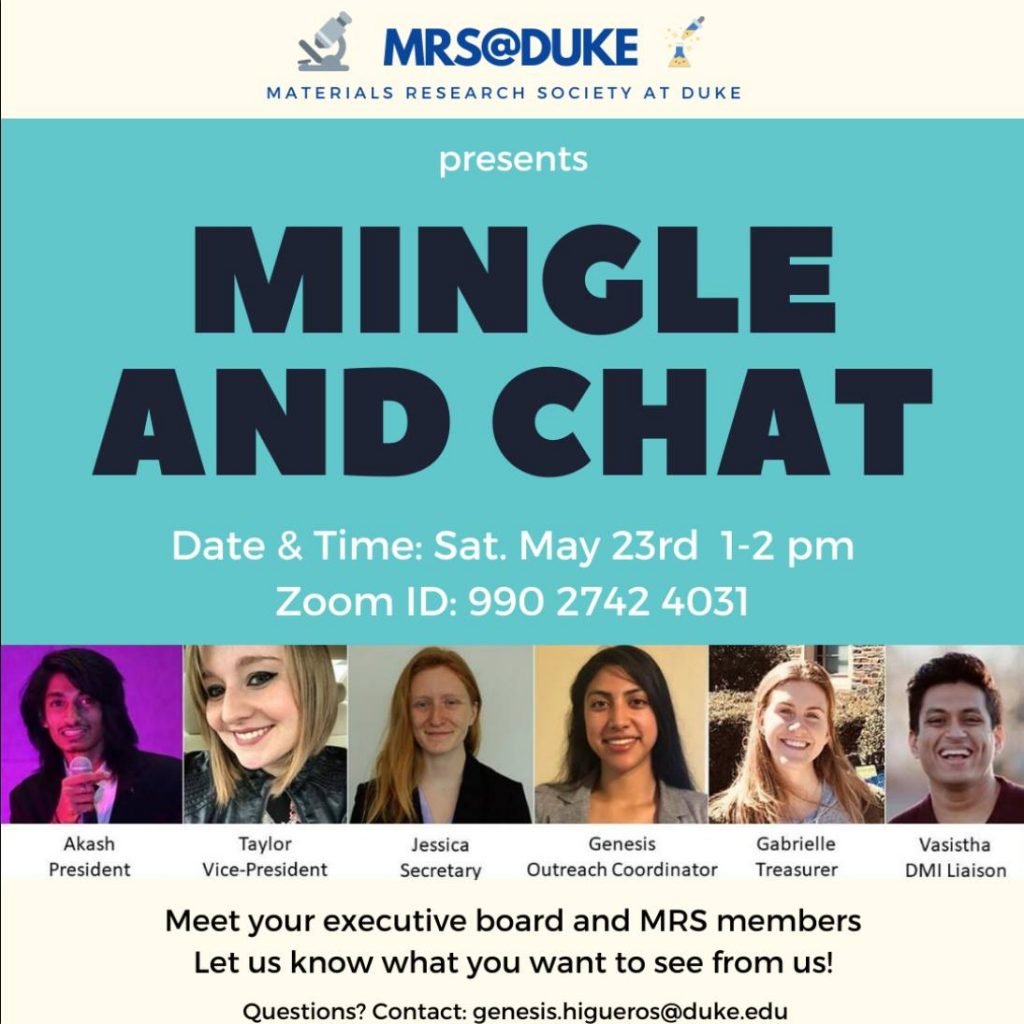 MRS Mingle and Chat – Materials Research Society at Duke